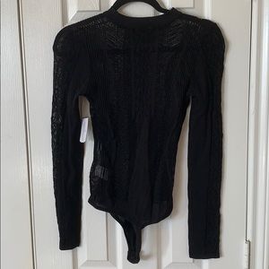 Windsor | Tops | Nwt Windsor Black Mesh Long Sleeve Bodysuit Top | Poshmark